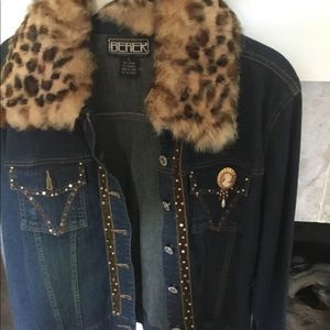 berek | Jackets & Coats | Vintage Leopard Hand Beaded Jean Jacket With ...
